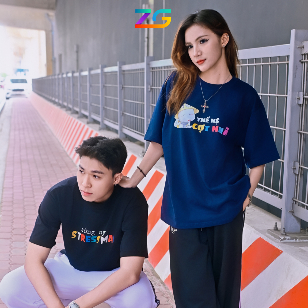 Áo thun UNISEX form rộng tay lỡ ZGO in hình chất Cotton mịn co dãn 2c ...