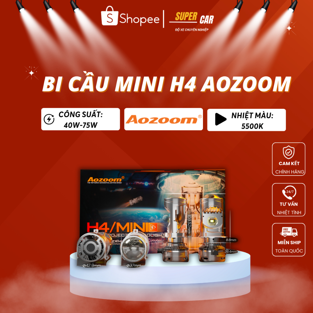 Bi Led Mini H4 Aozoom Bi Cầu Mini H4 Lắp Zin Không Độ Chế Công Suất 40W ...