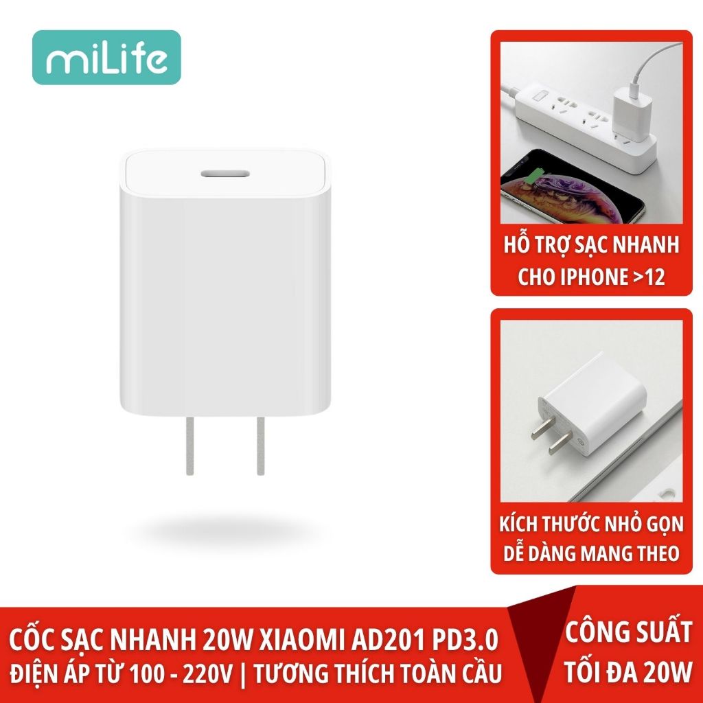 Củ Sạc Nhanh 20W chuẩn PD XM AD201 Global PD3.0 cổng Type-C chính hãng ...