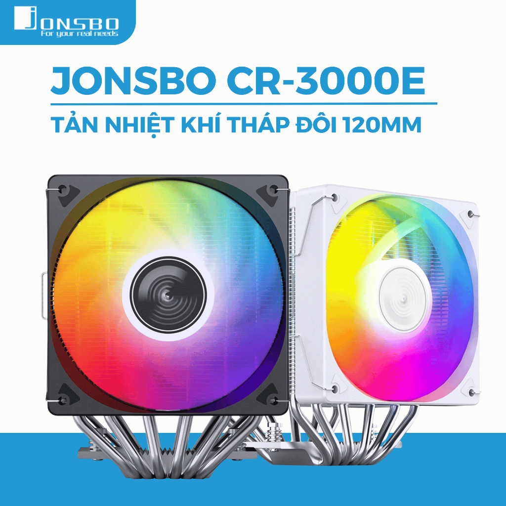 Quạt Tản Nhiệt Khí Jonsbo CR-3000E LED ARGB Tháp Đôi Tản CPU Hiệu Suất Cao Chống Ồn Chính Hãng ...