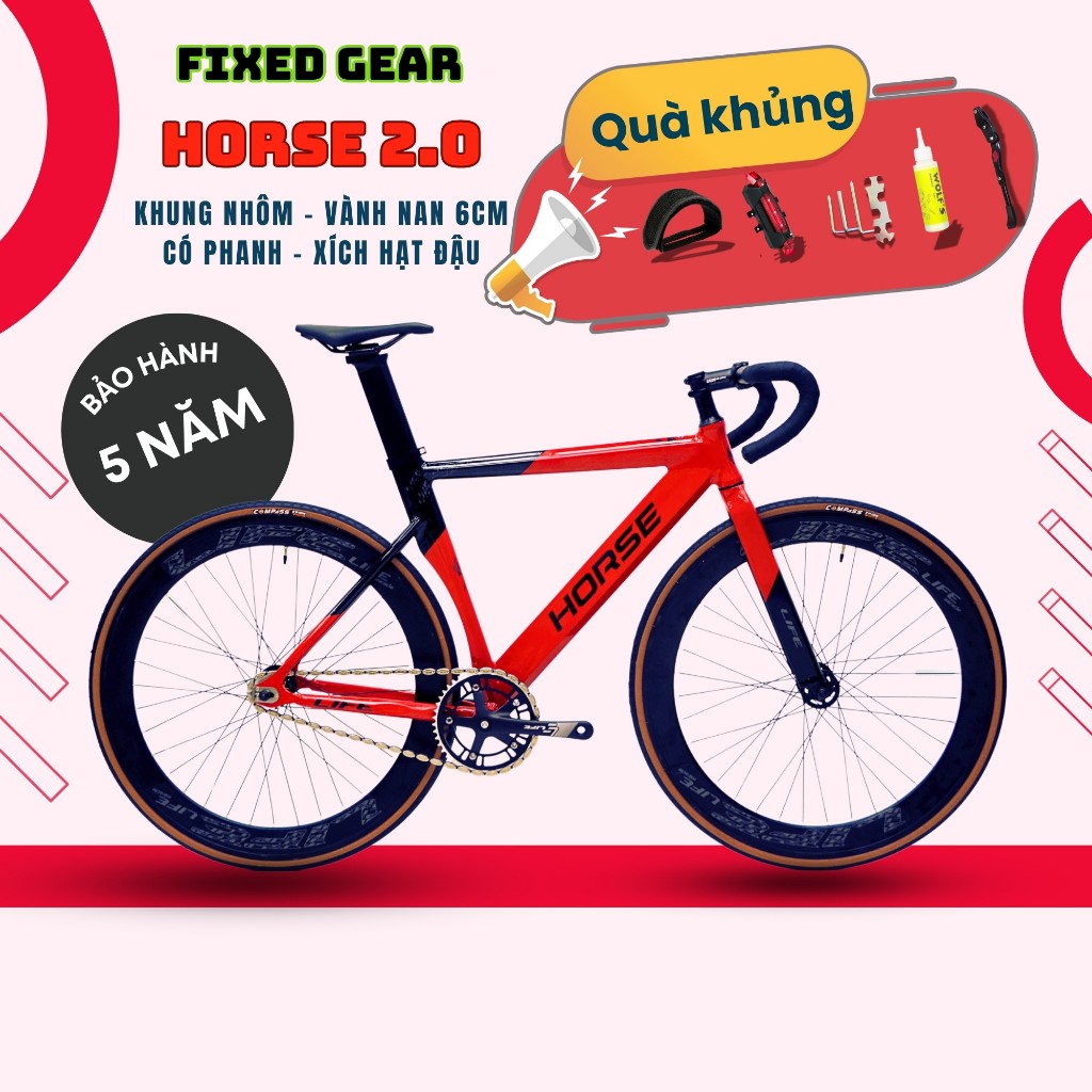 Xe Đạp Fixed Gear Life Horse 2.0 Khung Nhôm Vành 6cm Tặng Quà và Phanh ...