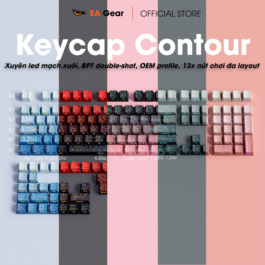 [Sẵn giao] Keycap Polar Gradient Xuyên Led Vằn Vện Nhựa PBT Đúc Double ...