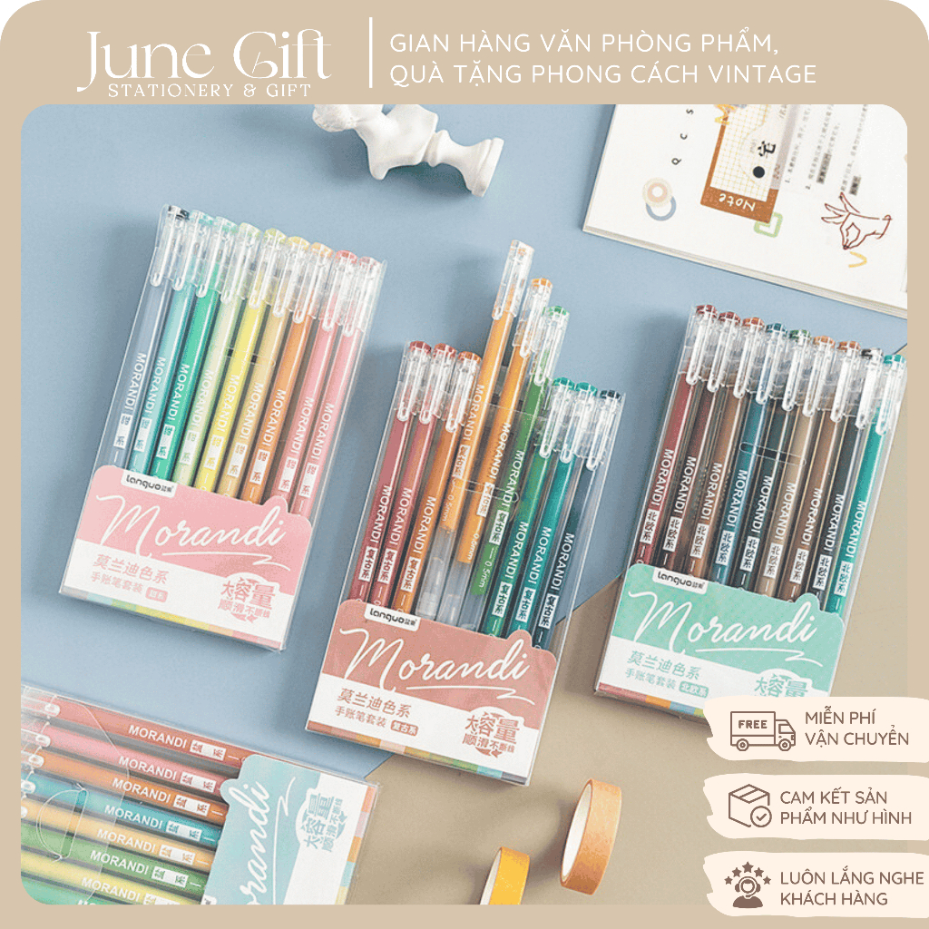 Hộp 9 bút gel morandi nhiều màu trang trí scrapbook, thiệp handmade ...