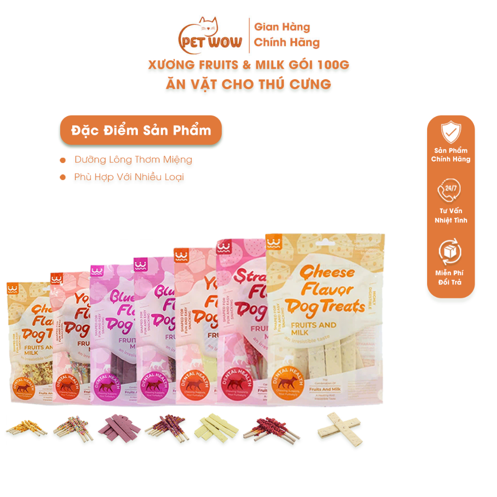 Thức Ăn Thưởng Fruits & Milk Cho Chó Dạng Thanh Bổ Sung Dinh Dưỡng ...