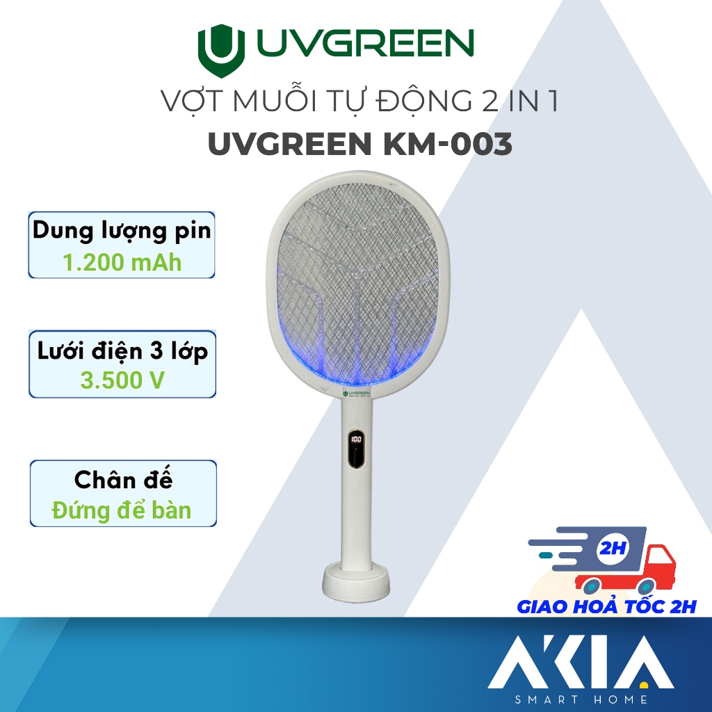 Vợt muỗi thông minh 2 in 1 UVGREEN KM002/ KM003 - Tích hợp đèn UVA 365nm thu hút muỗi hiệu quả ...