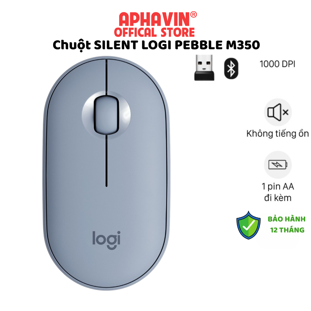 Chuột Không Dây Logi Pebble M350 Silent Xanh Dương, Chuột Văn Phòng ...