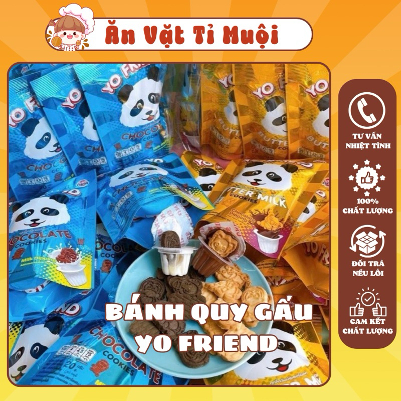 Bánh Quy Gấu Chấm Kem Socola Sữa Yo Friend Cookies Thái Lan (gói 50g ...