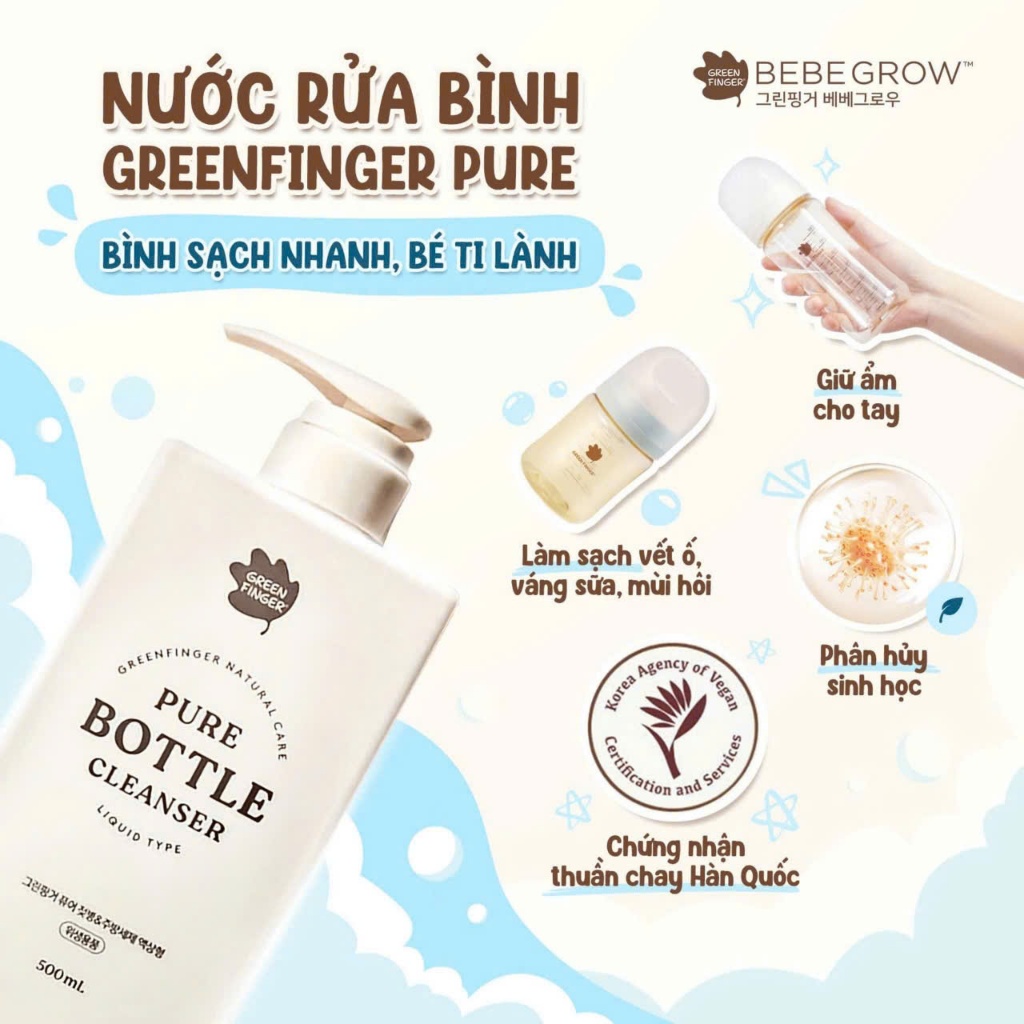 NƯỚC RỬA BÌNH GREENFINGER BEBEGROW THUẦN CHAY, SẠCH KHUẨN, CHUẨN | Shopee Việt Nam