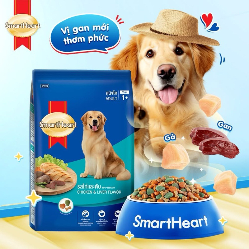 Thức ăn cho chó smartheart gói 3kg- hạt cho chó lớn smartheart À petshop | Shopee Việt Nam
