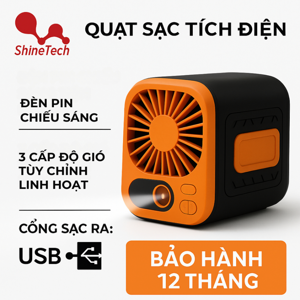 Quạt Đeo Thắt Lưng Mini ShineTech - Pin 6000mAh, Gió Phản Lực Cực Mạnh, Quạt Tích Điện Đa Năng ...