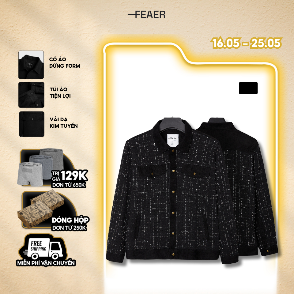 FEAER - Áo khoác dạ tweed PLAID sang trọng, thanh lịch, dày dặn, đứng ...