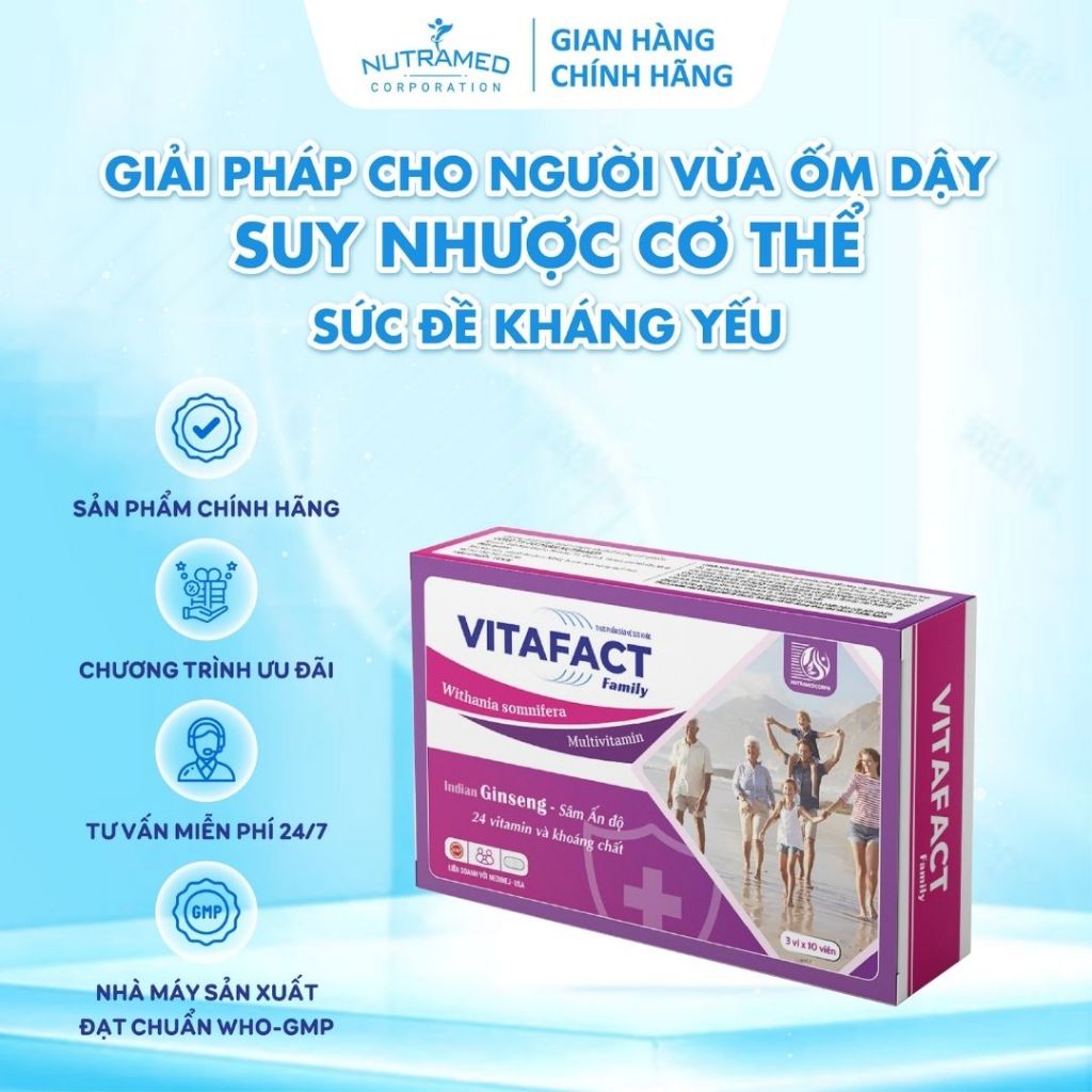 Viên uống Vitafact Family hỗ trợ tăng sức đề kháng, cải thiện suy nhược ...