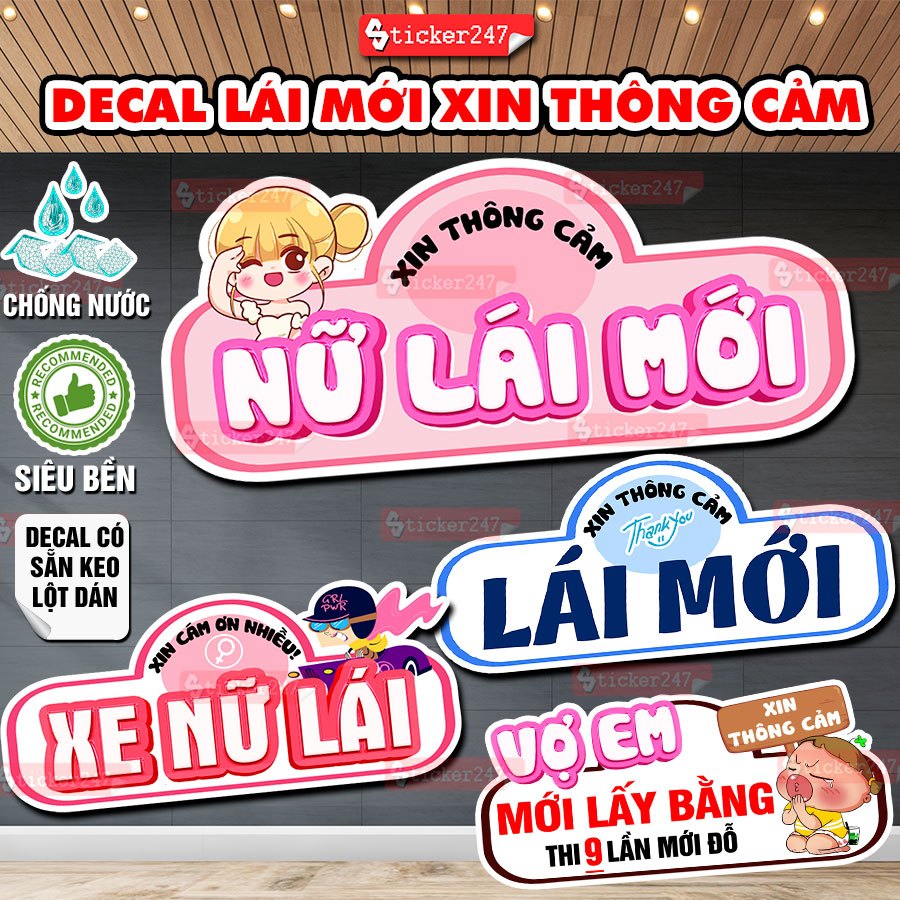 Decal Lái Mới Xin Thông Cảm, Nữ Lái Mới Dán Xe Ô Tô 🌈𝑭𝒓𝒆𝒆𝒔𝒉𝒊𝒑 Sticker ...