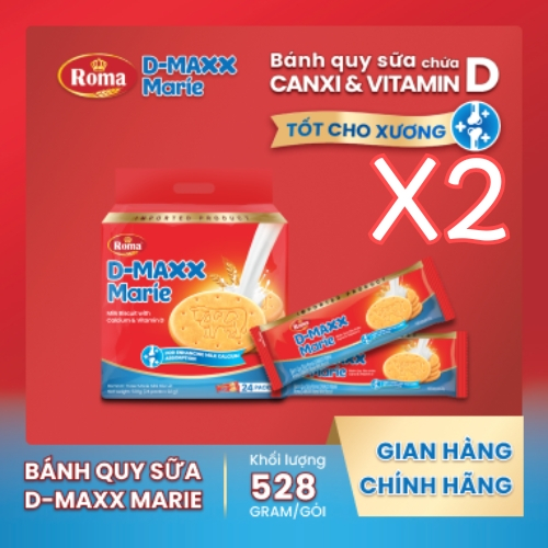 Combo 2 Bánh quy sữa mới D-MAXX Marie – Túi 528G (24 Gói x 22g ...