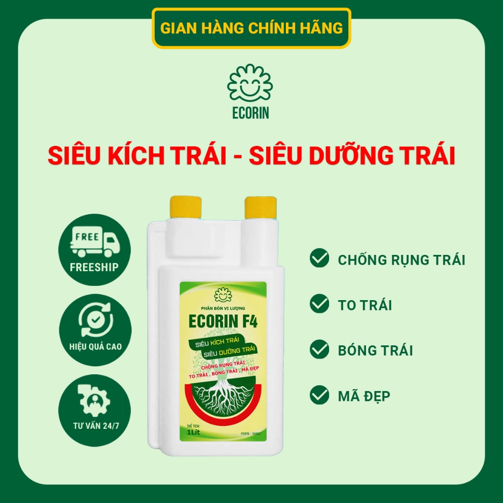 Phân bón ecorin f4 siêu kích trái , siêu dưỡng trái , chống rụng trái ...