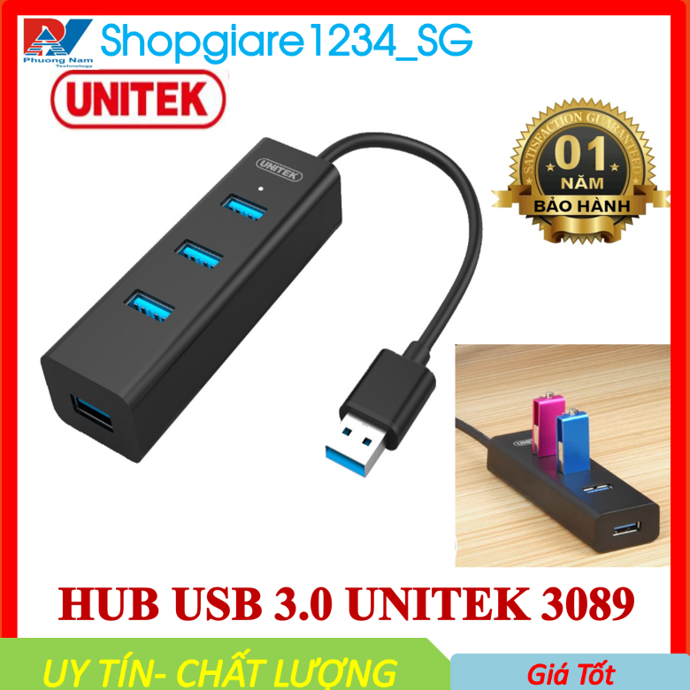 Hub USB Hub Chia USB 4 Cổng Chuẩn 3.0 UNITEK Y-3089-Hỗ trợ truyền data đến 5Gbps | Shopee Việt Nam