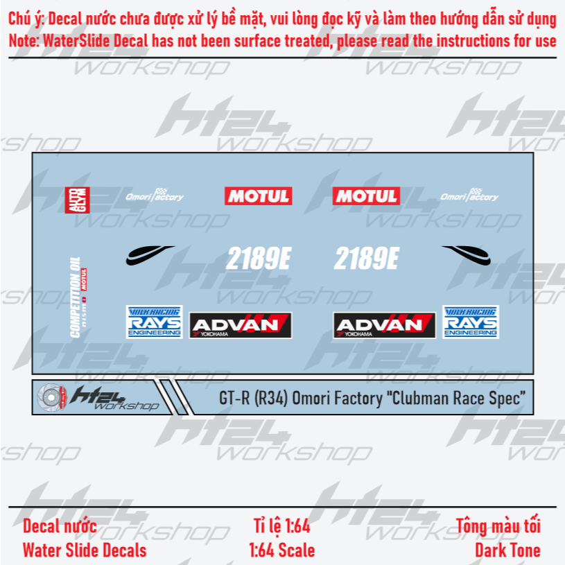HT24workshop - Decal nước Nissan Skyline GT-R R34 Omori Factory ...