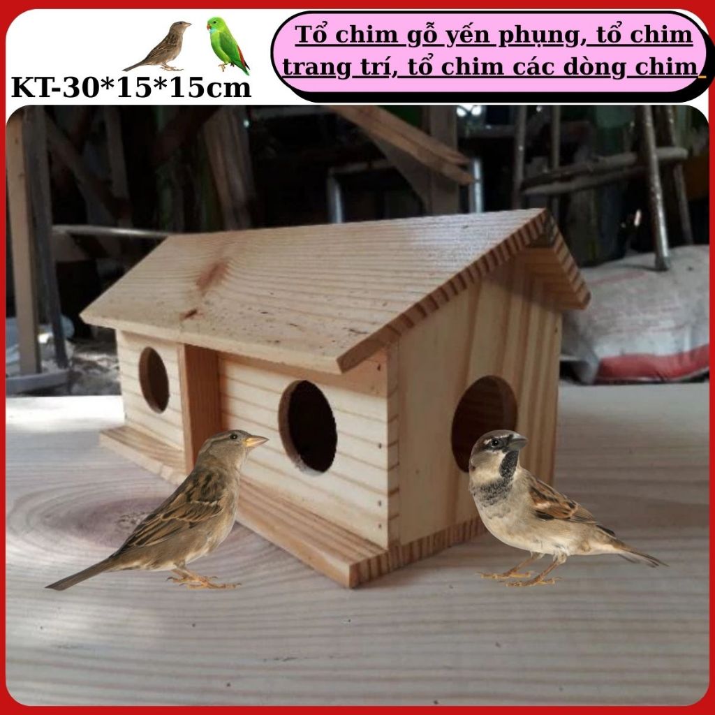 Tổ chim gỗ yến phụng, tổ chim trang trí, tổ chim các dòng chim nhỏ 30× ...