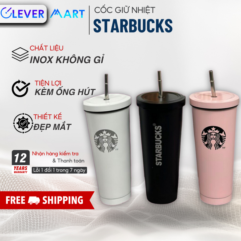 Cốc Giữ Nhiệt Starbuck 500 & 750ml Inox Cao Cấp Không Gỉ, Ly Uống Nước ...