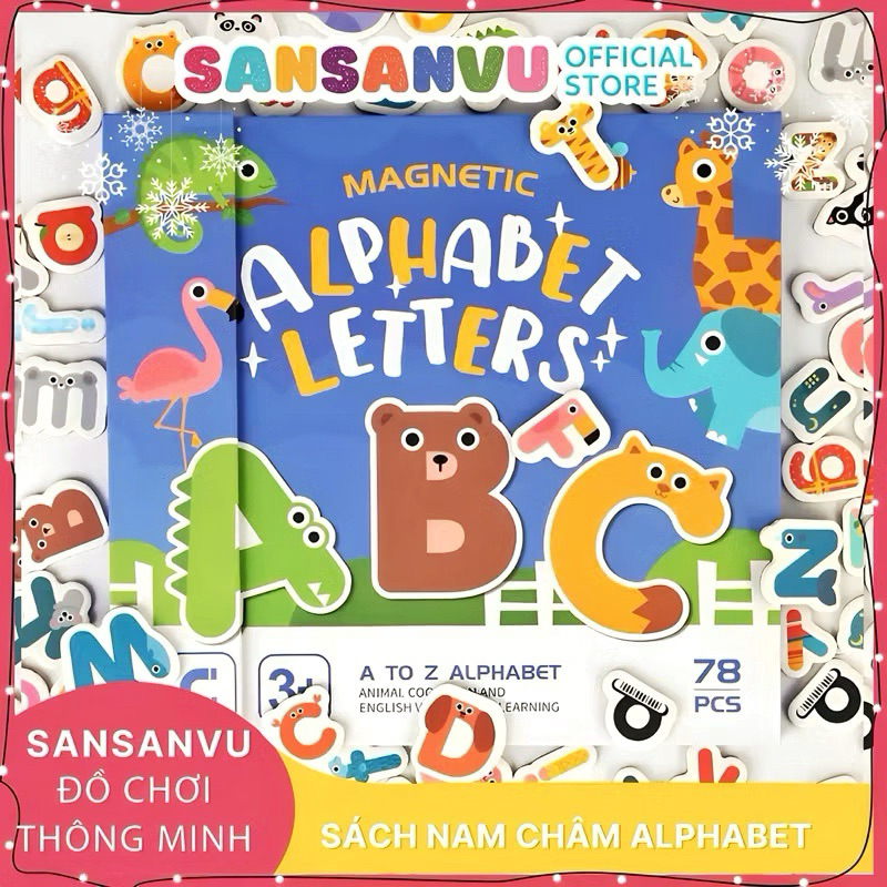 Bộ Bảng học chữ cái, chữ số Animal Alphabet Letters nam châm cho bé ...
