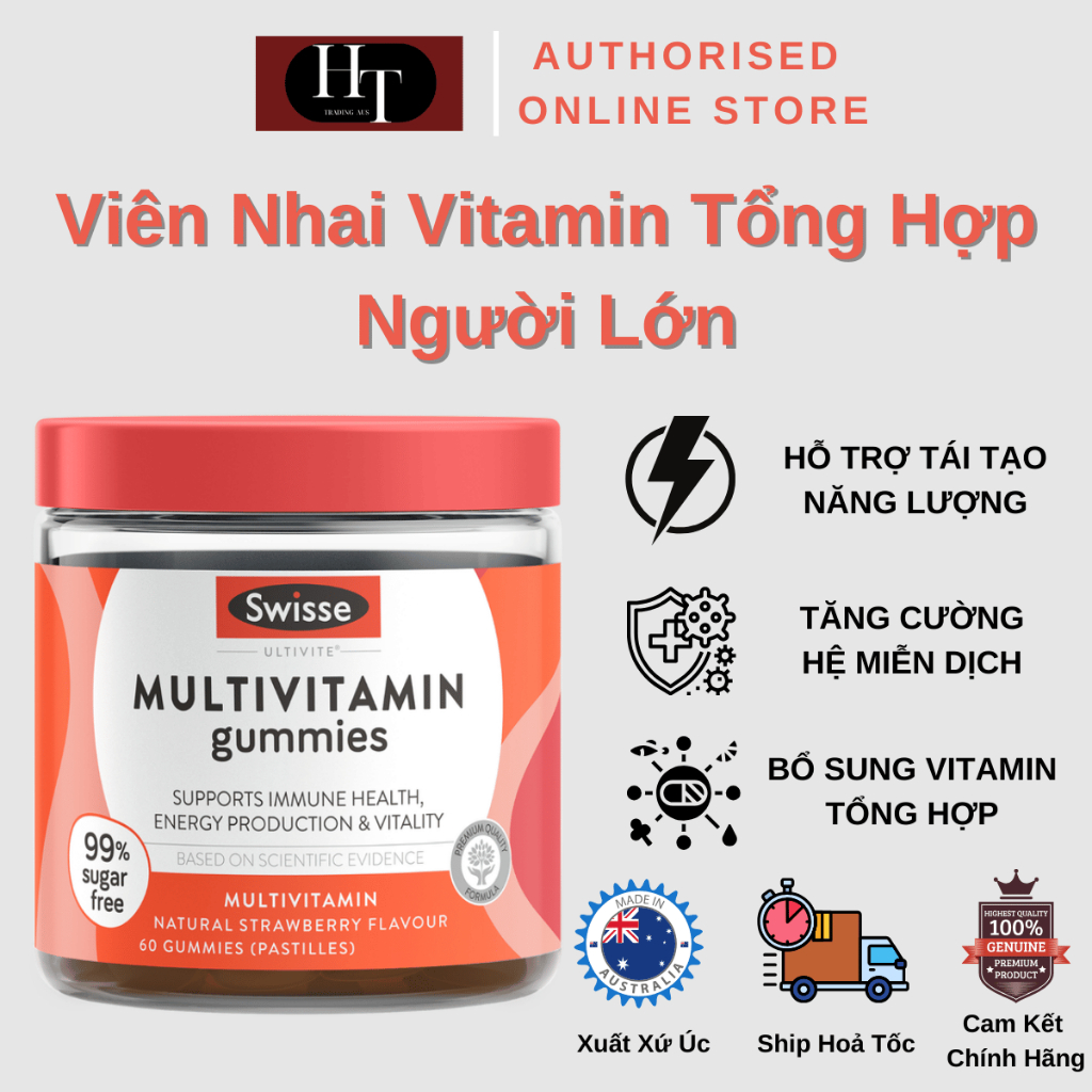 Swisse Ultivite Multivitamin Gummies - Viên Nhai Vitamin Tổng Hợp Người Lớn - 60 Viên | Shopee ...