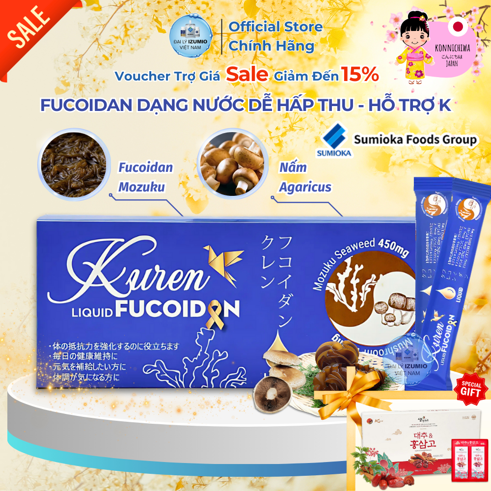 [Xuất Kèm VAT] FUCOIDAN KUREN Okinawa Nhật Bản - Hộp 30 Gói Hỗ Trợ U ...