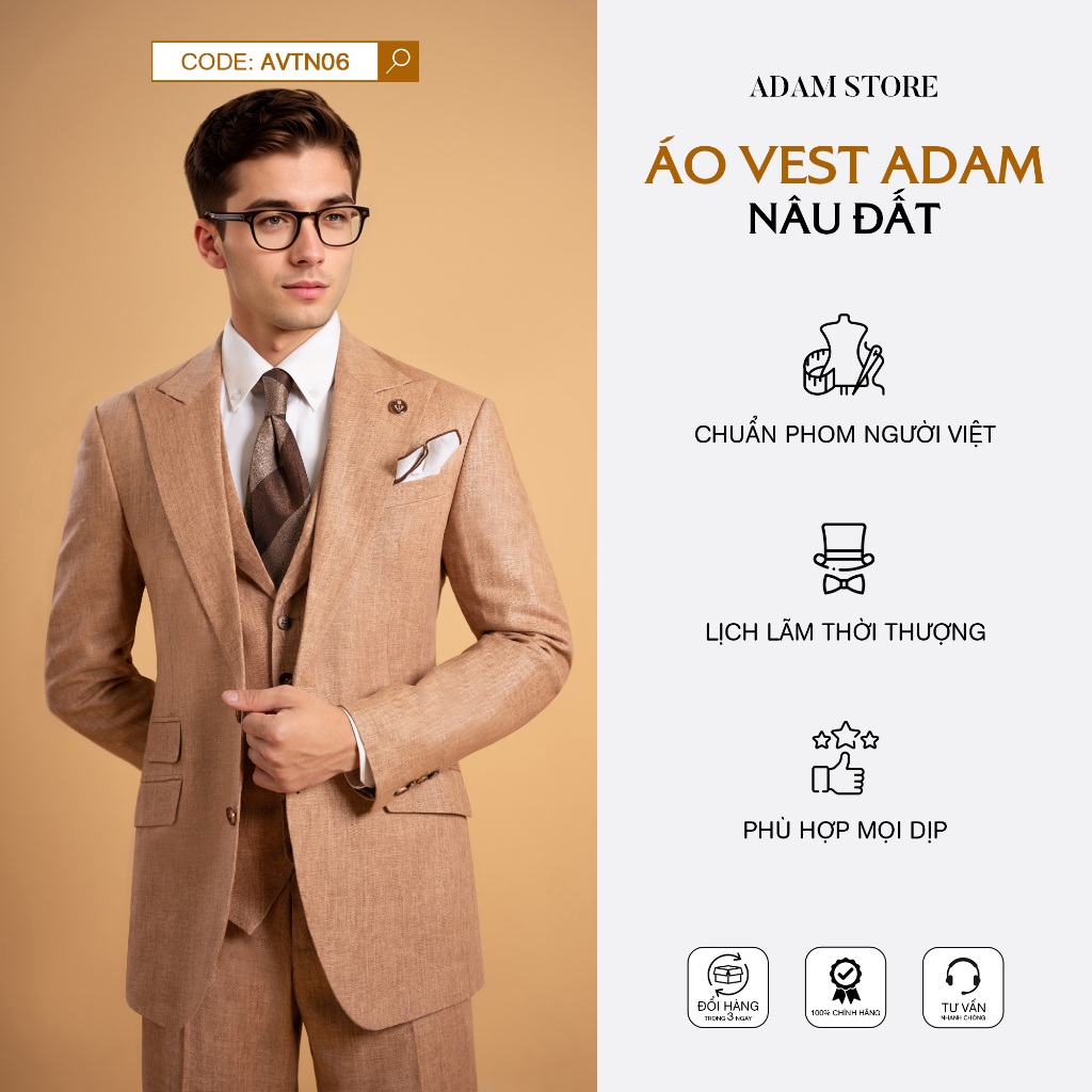 ÁO VEST NAM ADAM STORE MÀU NÂU ĐẤT AVTN06 LỊCH LÃM THỜI THƯỢNG | Shopee ...