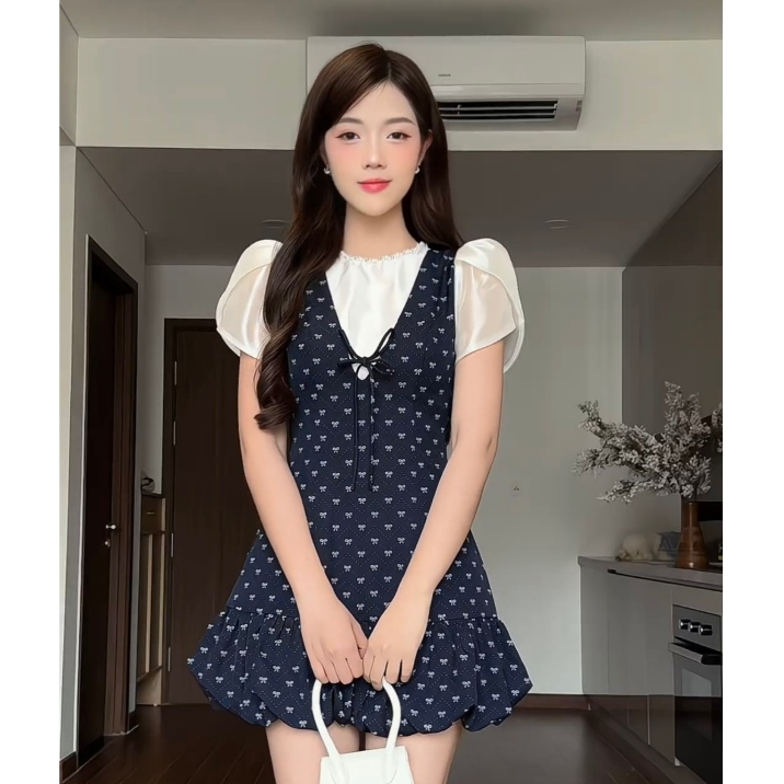 ZAMY SHOP - Váy TK họa tiết giả set chân bồng váy xinh nhẹ nhàng, váy dịu dàng nàng thơ, đầm ...