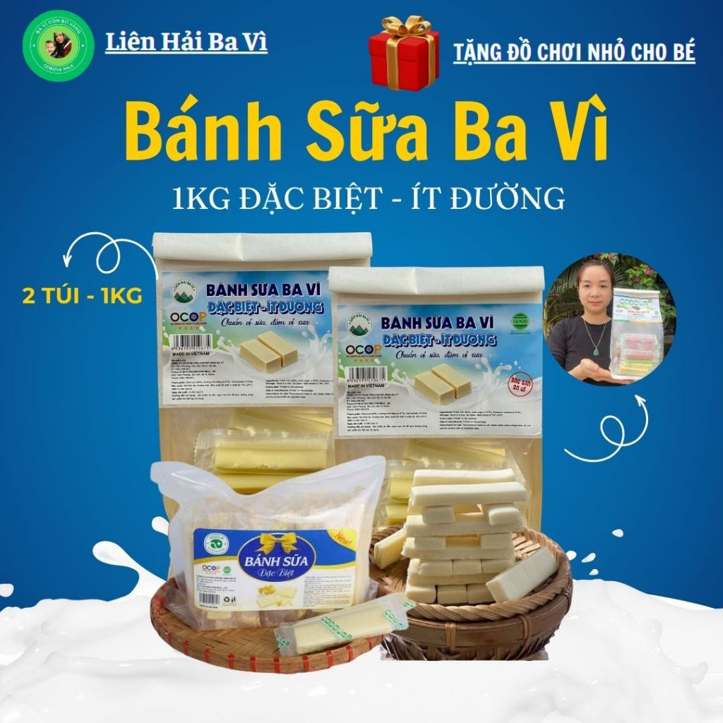 1Kg Bánh Sữa Ba Vì Đặc Biệt Nhiều Sữa 2 Túi 85 - 90 Thanh Kẹo Sữa Tươi ...