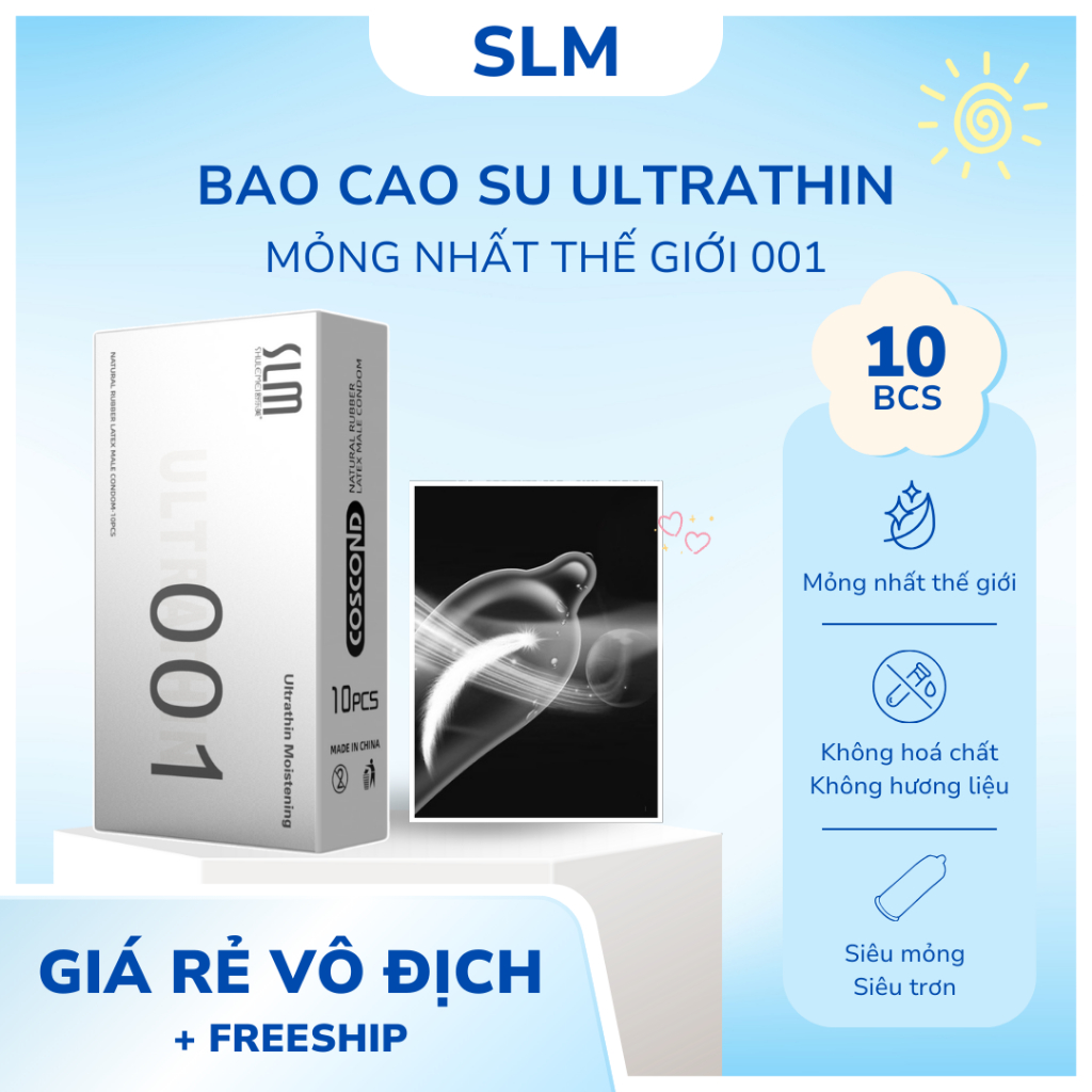 Bao Cao Su SLM Ultrathin Siêu Mỏng 001mm, Siêu Trơn - Hộp 10 BCS | Shopee Việt Nam