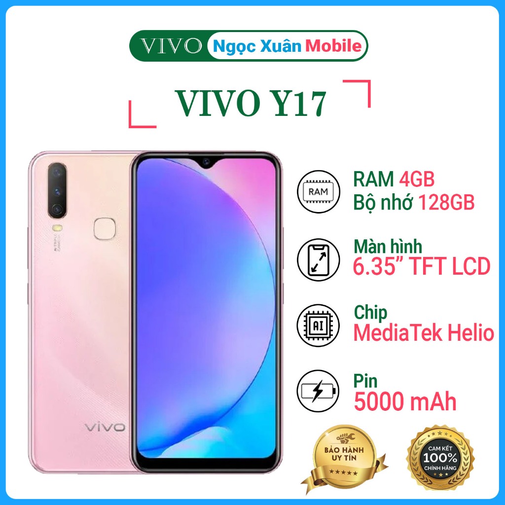 Điện thoại Vivo Y17 Ram thực 4GB/128GB - 2sim - Full chức năng, Pin 5000 mAh - Bảo hành 3 tháng ...