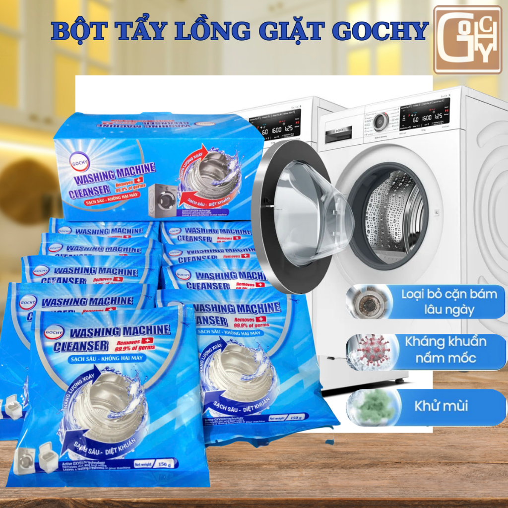 Combo 3 Gói Bột Vệ Sinh Lồng Máy Giặt GOCHY - Tẩy lồng giặt, Làm sạch ...