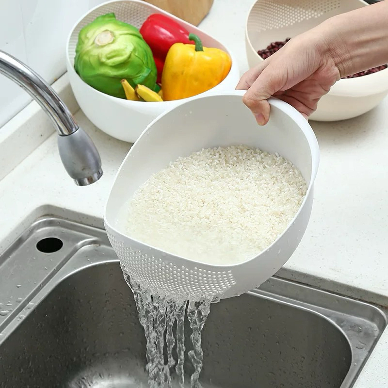 Thau rổ nhựa rửa thực phẩm rau quả các loại ngũ cốc có lỗ lọc thoát ...