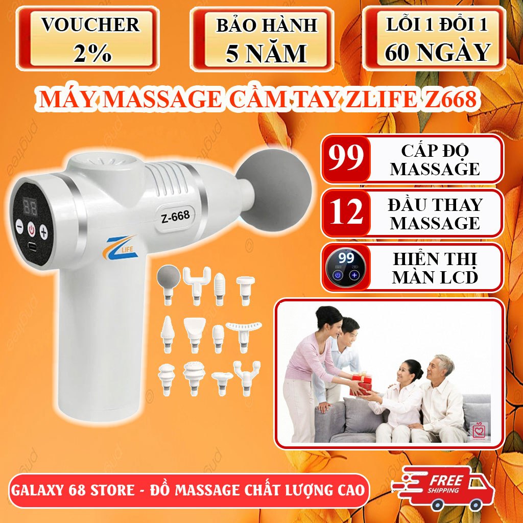 Máy Massage Zlife Z668 Có 12 Đầu Xoa Bóp, Súng Massage Cầm Tay 99 Cấp Độ Nhỏ Gọn Quà Tặng Ba Mẹ ...