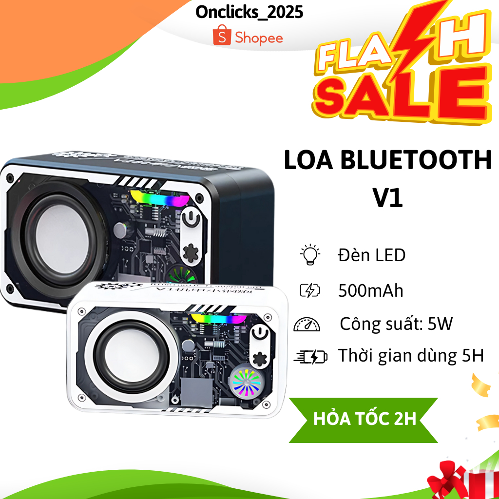 Loa Bluetooth V1 Trong Suốt LED RGB, loa không dây để bàn, decor bàn ...