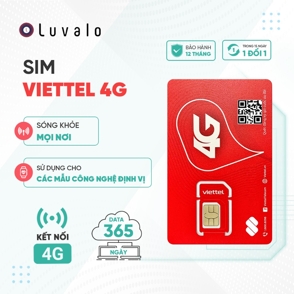 Sim 4G Viettel sim sử dụng định vị xe máy ô tô đồng hồ trẻ em Free 12 ...