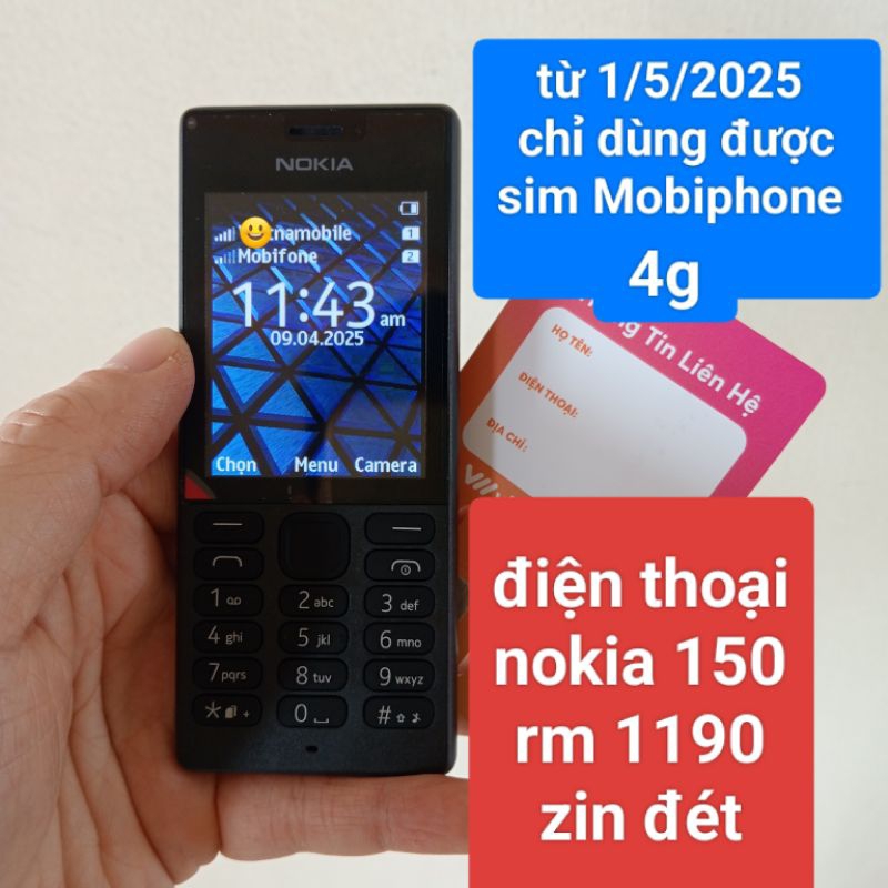 Điện thoại 150 nokia (rm 1190) zin,sịn,sóng khoẻ. chỉ dùng được sim 4G ...