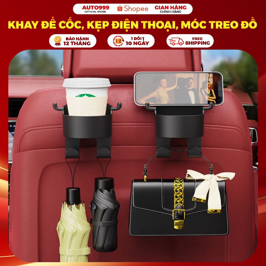 Móc treo ô tô, móc treo đa năng ở lưng ghế, giá để cốc tích hợp trên ô ...