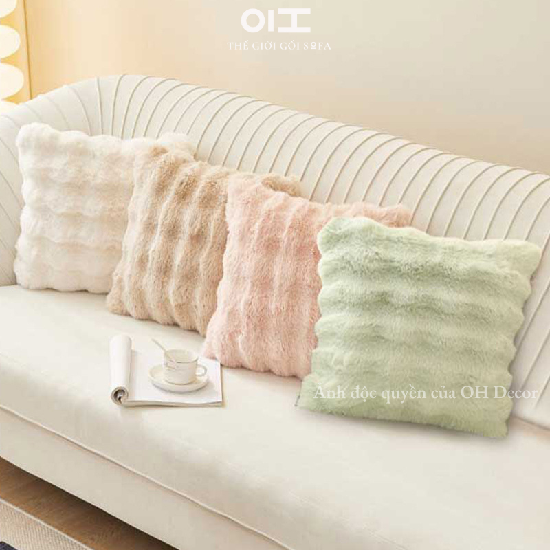 Gối sofa trang trí cao cấp lông thỏ bong bóng mềm mượt OH Decor ...