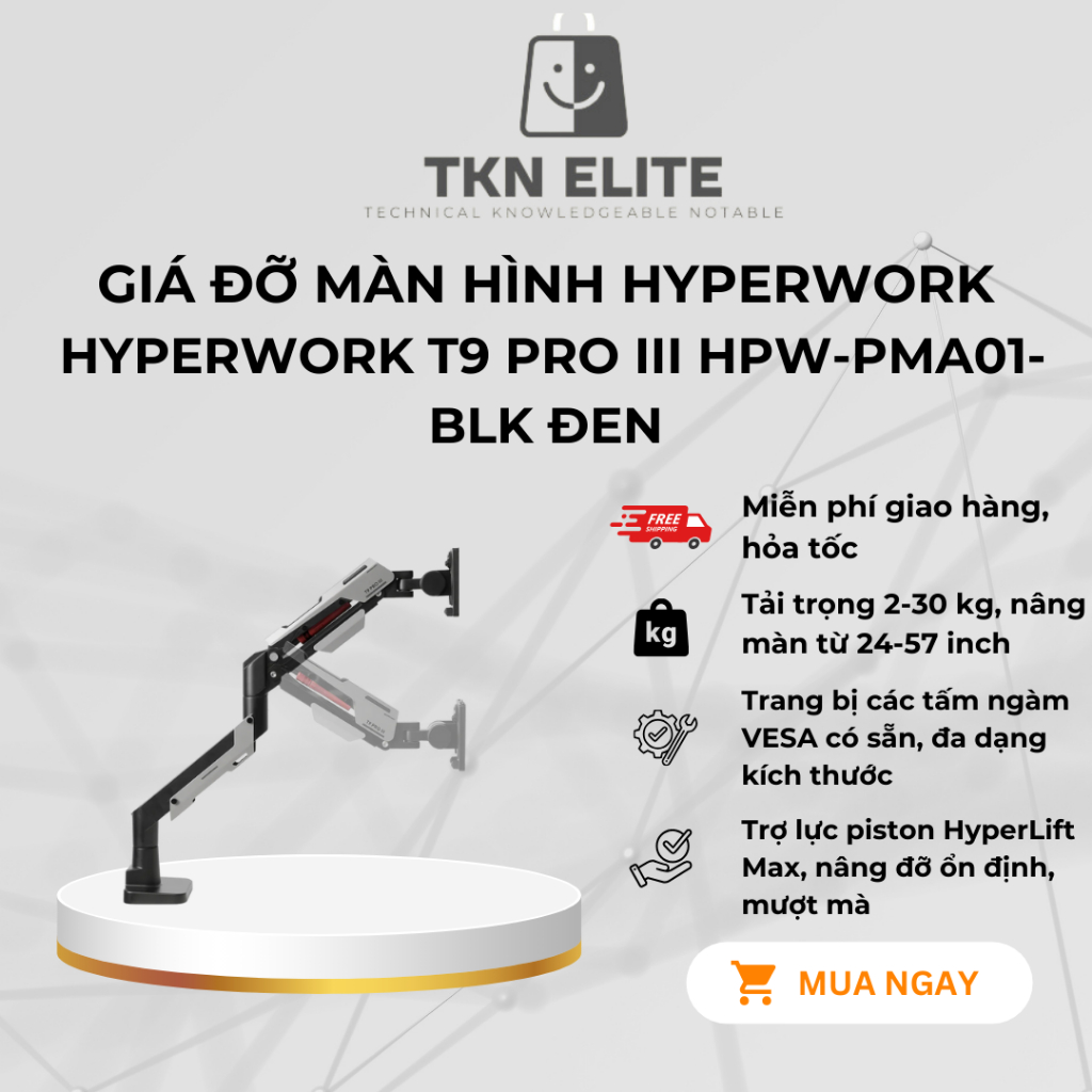 Giá đỡ màn hình HyperWork T9 Pro III HPW-PMA01-BLK Đen - Bảo hành chính ...