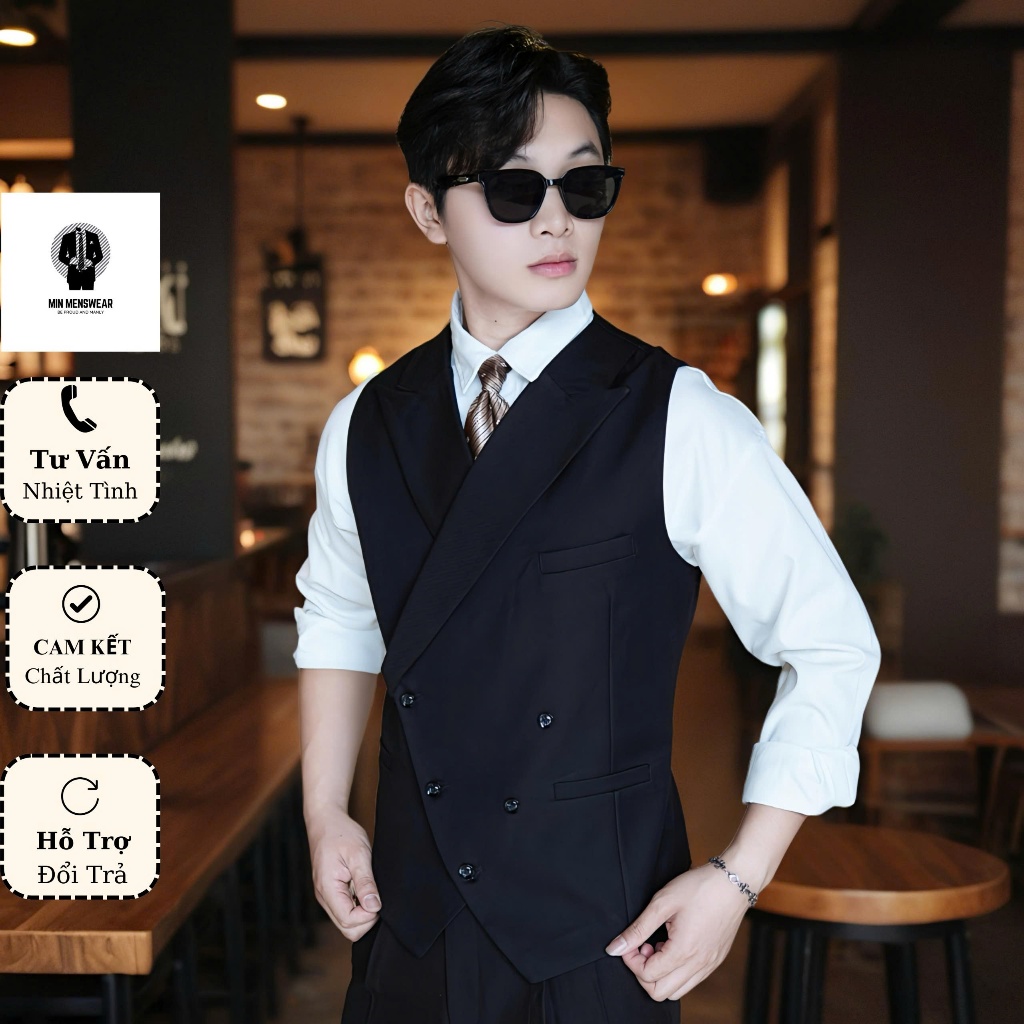 Áo Gile Nam Min Menswear Ve Nhọn Cao Cấp – Vải Chéo 81 Đứng Form – Gile ...