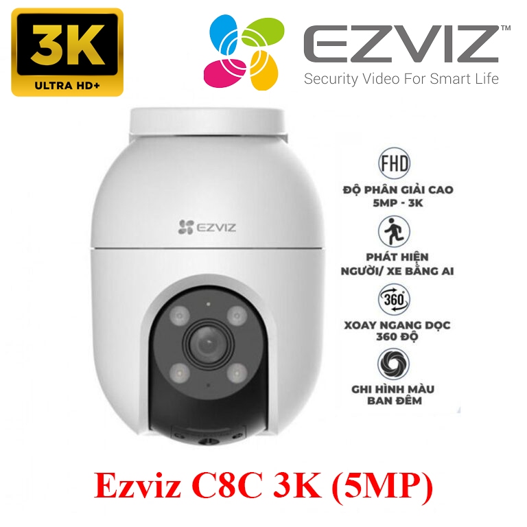 Camera Wifi Ezviz Ngoài Trời H8C/C8C PRO - Siêu Nét 3MP/5MP Độ Phân Giải 2K/3K Xoay 360 Độ ...