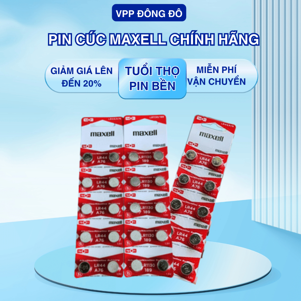 Pin Cúc Maxell LR1130/ LR41/ LR44 Thay Máy Tính Casio, Độ Bền Cao Tuổi ...