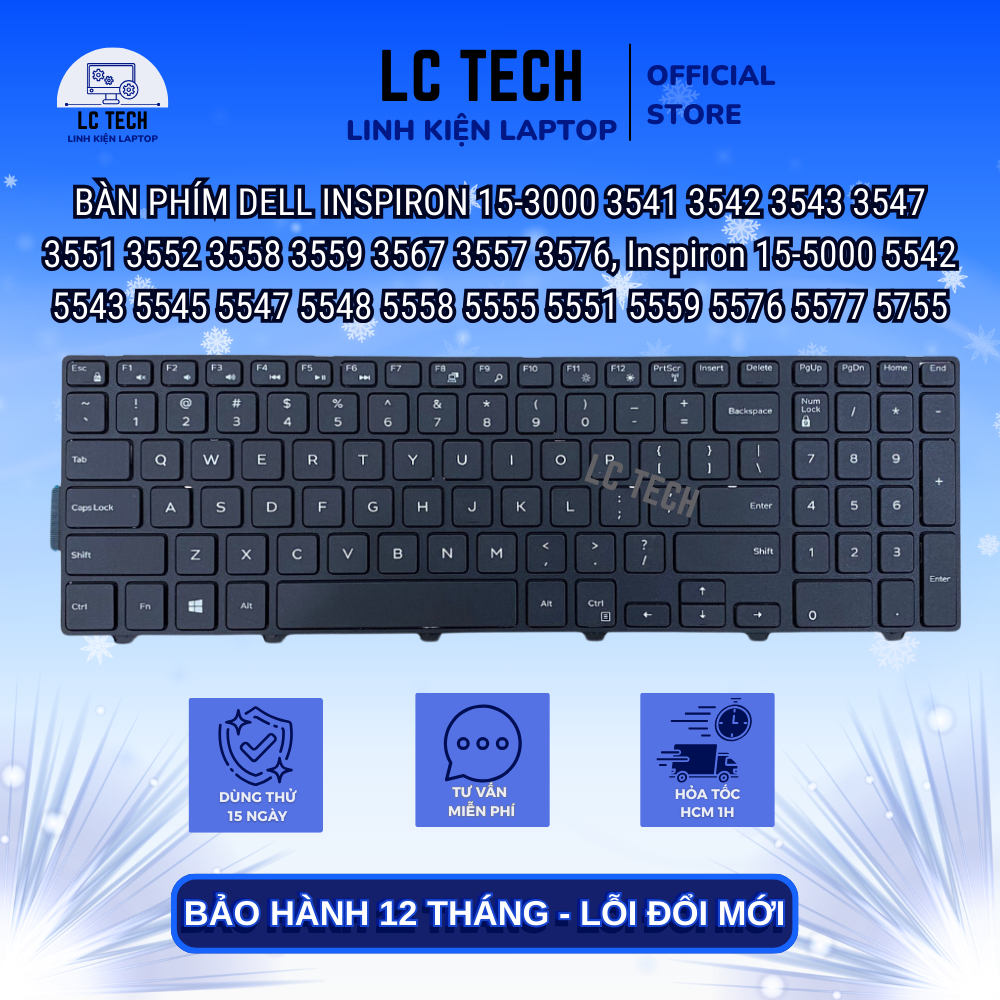 Bàn Phím Laptop Dell Inspiron 15-3000 3541 3542 3543 3547 3551 Inspiron ...