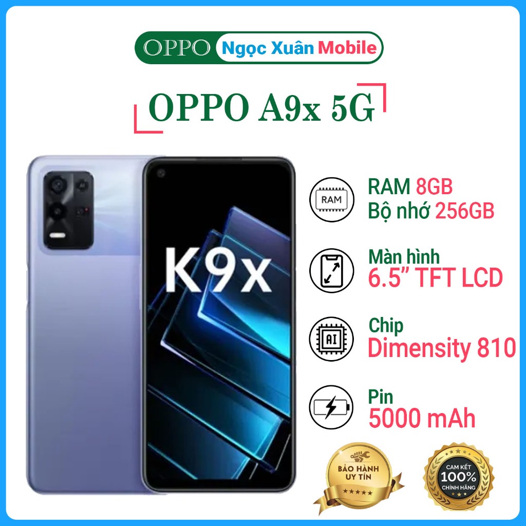 Điện thoại Oppo K9x 5G Ram 8GB bộ nhớ 256GB full chức năng, chip Dimensity 810 - Bảo hành 6 ...