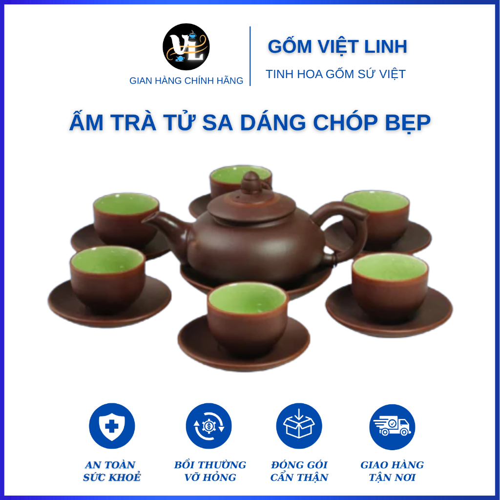 Bộ Ấm Chén Uống Trà, Ấm Trà Tử Sa Đất Nung Dáng Chóp Bẹp Kèm Đĩa Lót ...