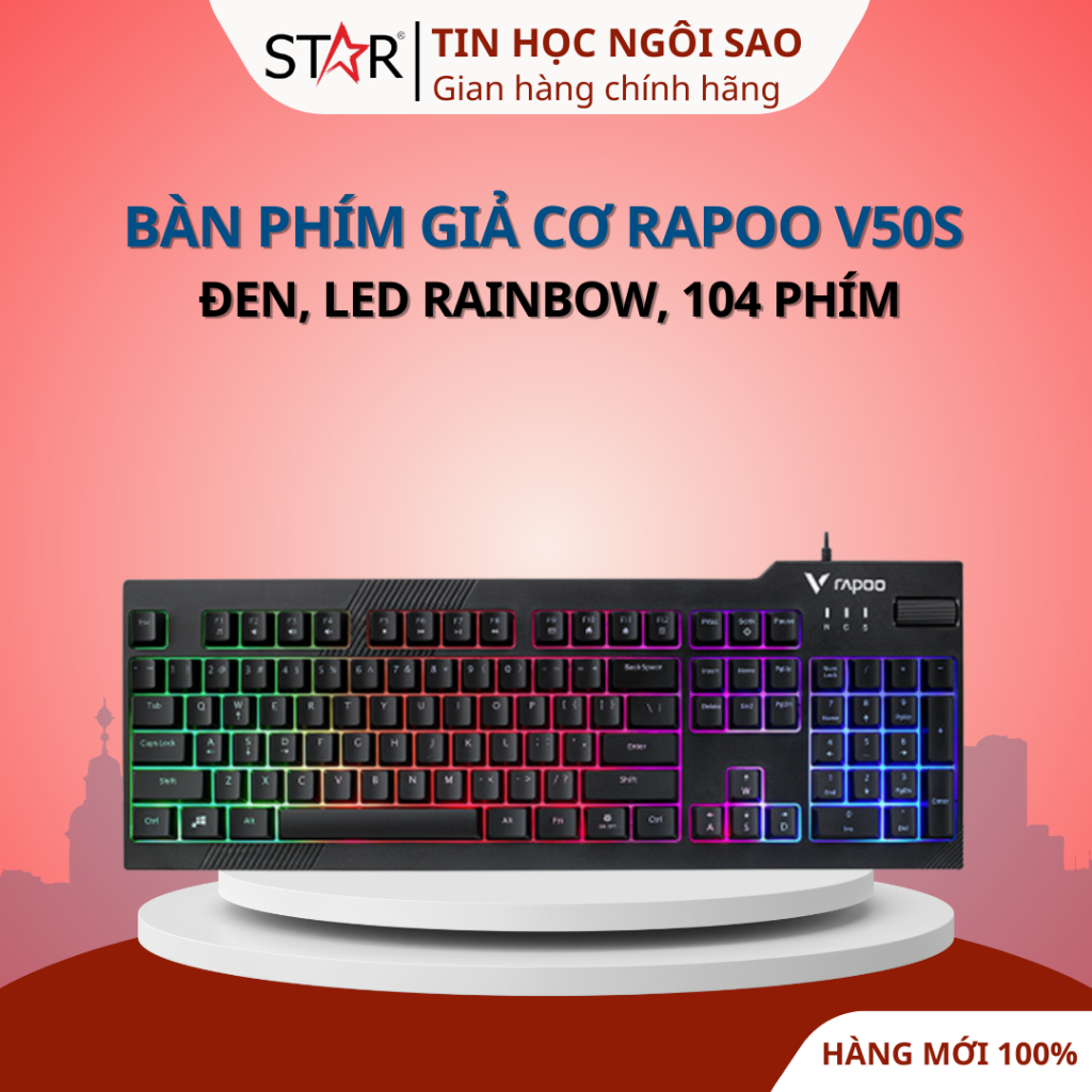Bàn Phím Giả Cơ Rapoo V50s | Đen, Led Rainbow, 104 Phím - Bảo hành 24 tháng | Shopee Việt Nam