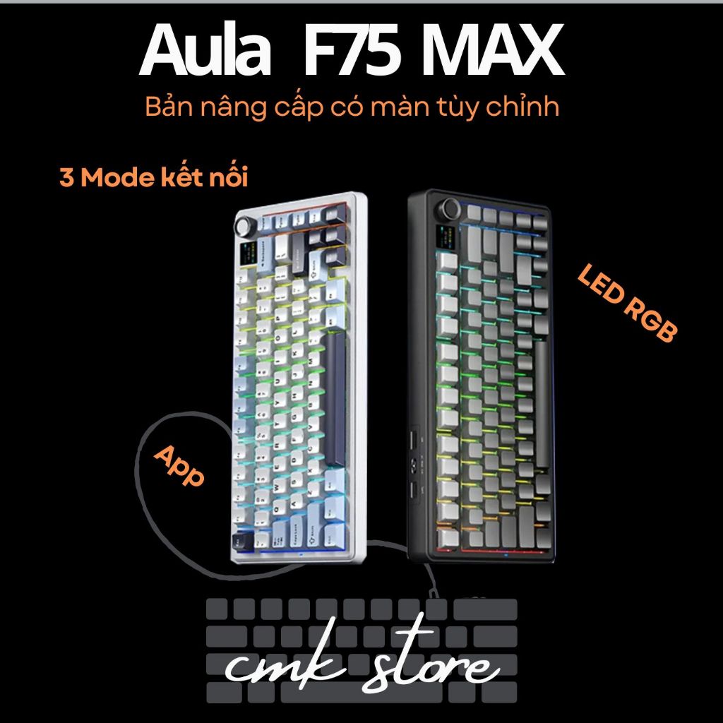 (sẵn) Bàn Phím Cơ AULA F75 Max - Nâng Cấp Có Màn Tùy Chỉnh - Núm Xoay | Shopee Việt Nam