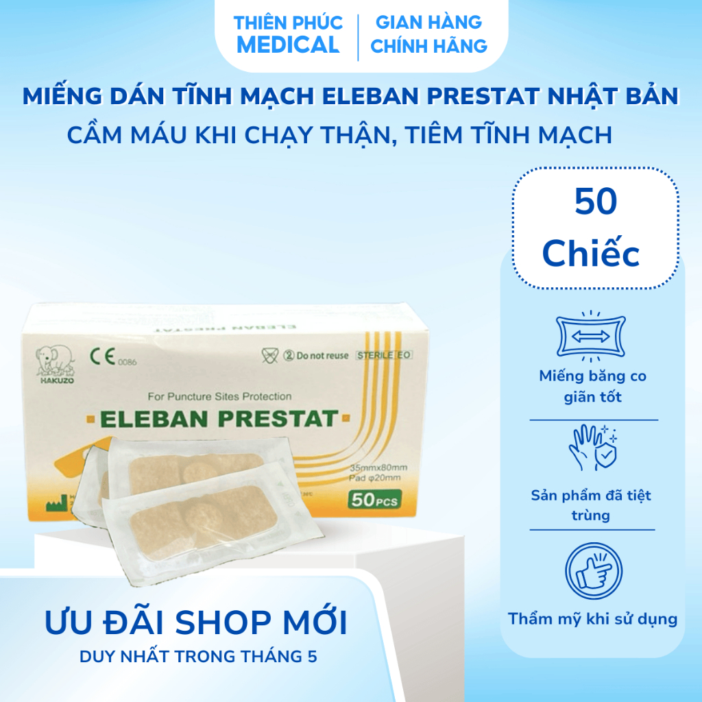 Miếng Dán Tĩnh Mạch Eleban Prestat Nhật Bản – Cầm Máu Khi Chạy Thận ...