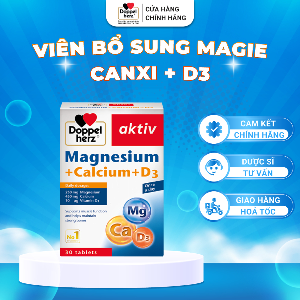 Viên Uống Bổ Sung Canxi, Magie Doppelherz Magnesium + Calcium + D3 Nhập ...